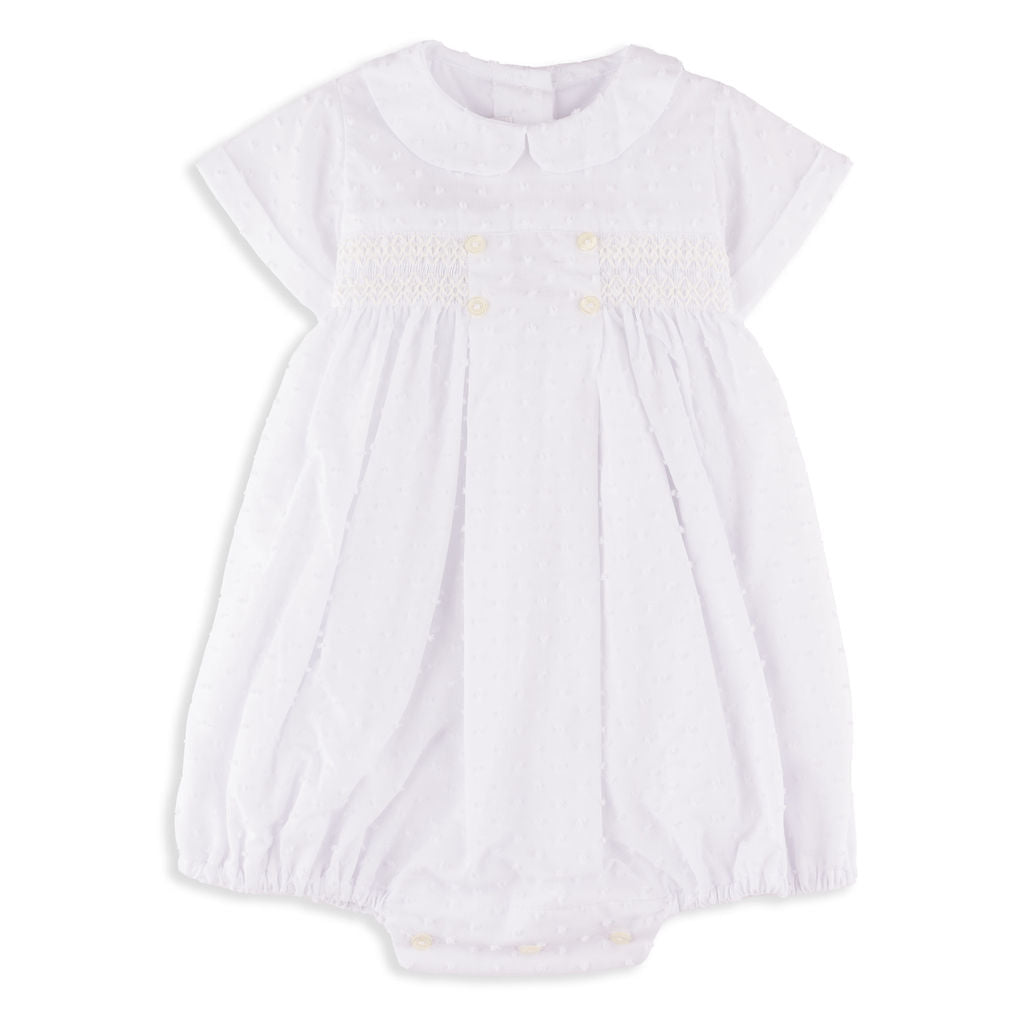 Santi Swiss Dot White Baby Boy Romper – Bea Colette