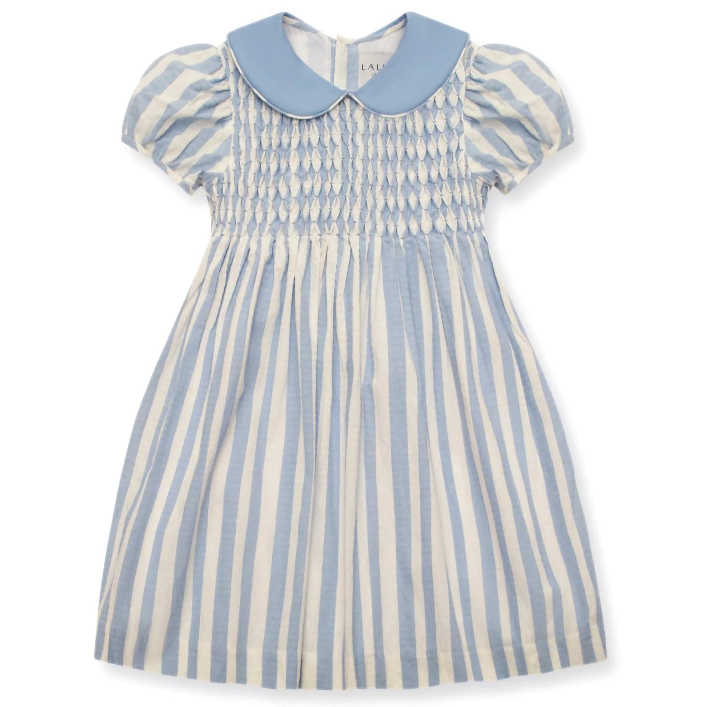 Marina Smocked Dress in Blue Stripe – Bea Colette