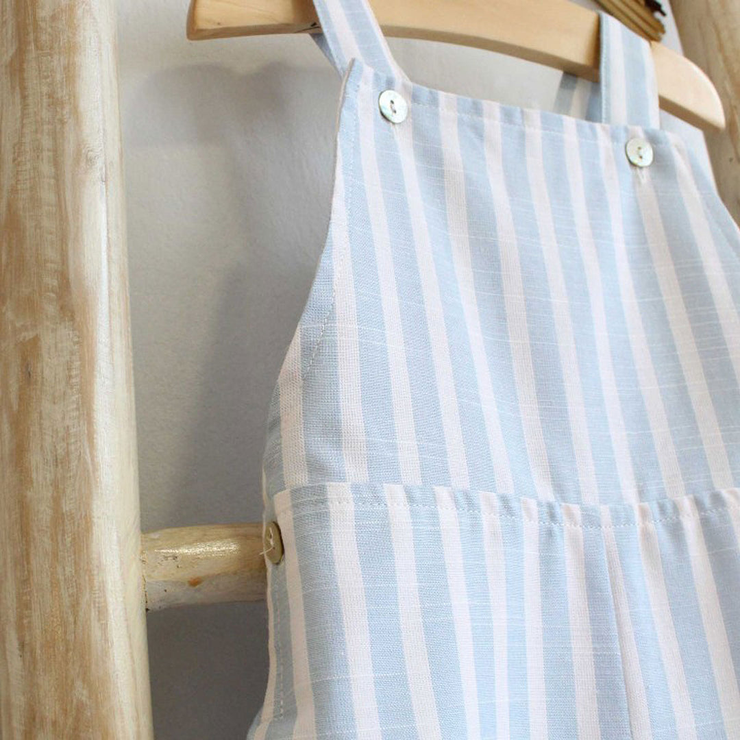 Baby Blue Linen Stripe Shortalls – Bea Colette