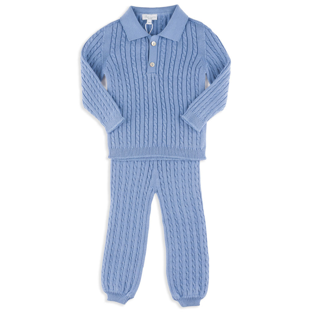 Como Cable Sweater + Jogger Set in Azure Blue – Bea Colette